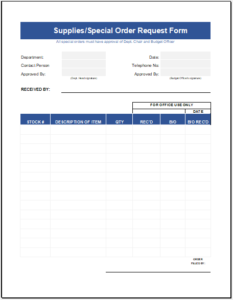 Supply Order Sheet Templates for Excel | Excel Templates