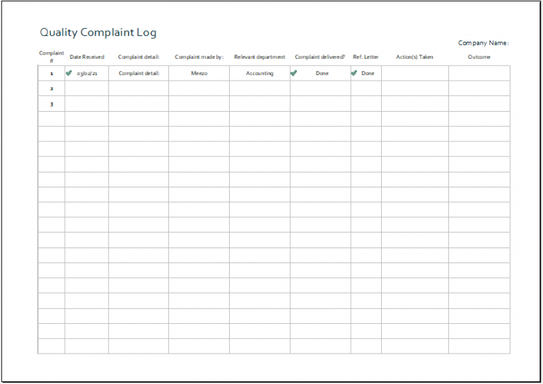 Quality Complaint Log Template for Excel | Excel Templates