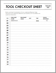 Tool Checkout Sheet Template for Excel | Download File