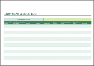 Equipment Request Log Templates for Excel | Download File