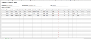 Vehicle Sign-out Sheet Template | (.xls) Excel File Save