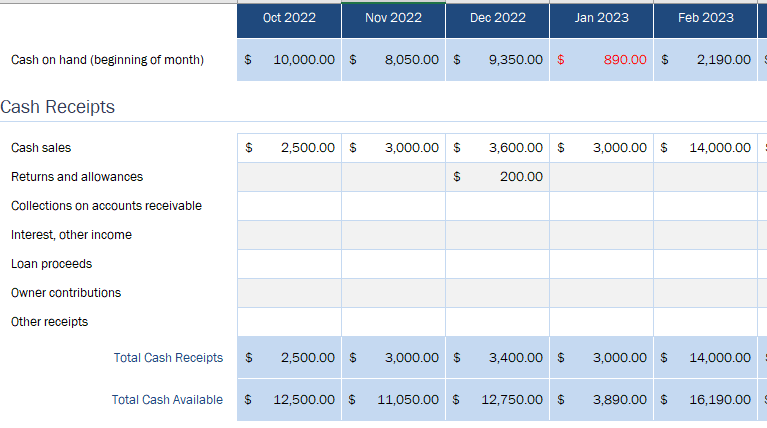 Cash Flow Forecast Worksheet Template For Excel Download