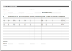 Monthly Fuel Consumption Worksheet | Excel (.xlsx) Template