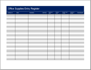 Office Supplies Entry Worksheet | Excel (.xlsx) Template