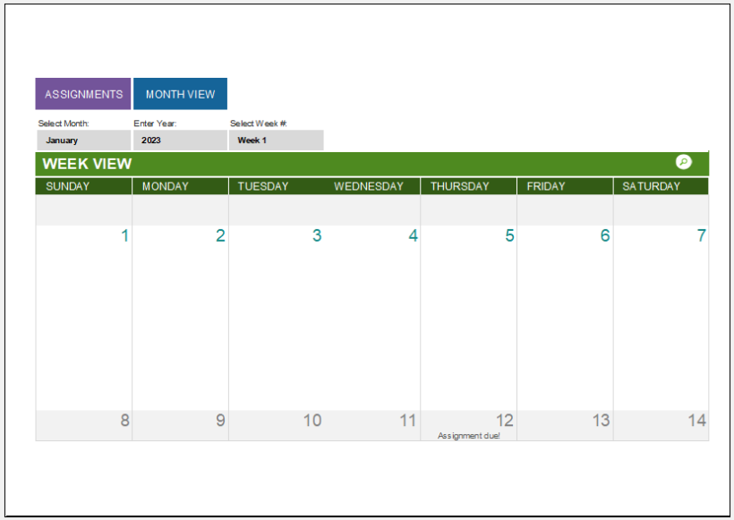 Assignment Planning Worksheet for Students of all Grades