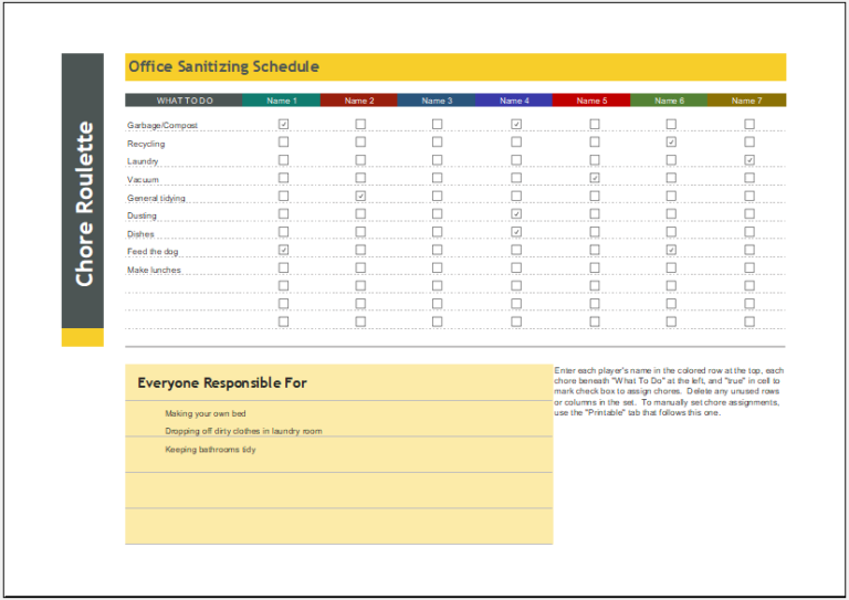 Office Sanitizing Schedule Template | Download Excel File