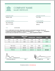 Salary Certificate Format for Bank Loans | Download File
