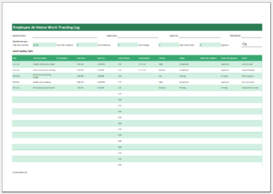 Employee-at-Home Work Tracking Log | Download Worksheet
