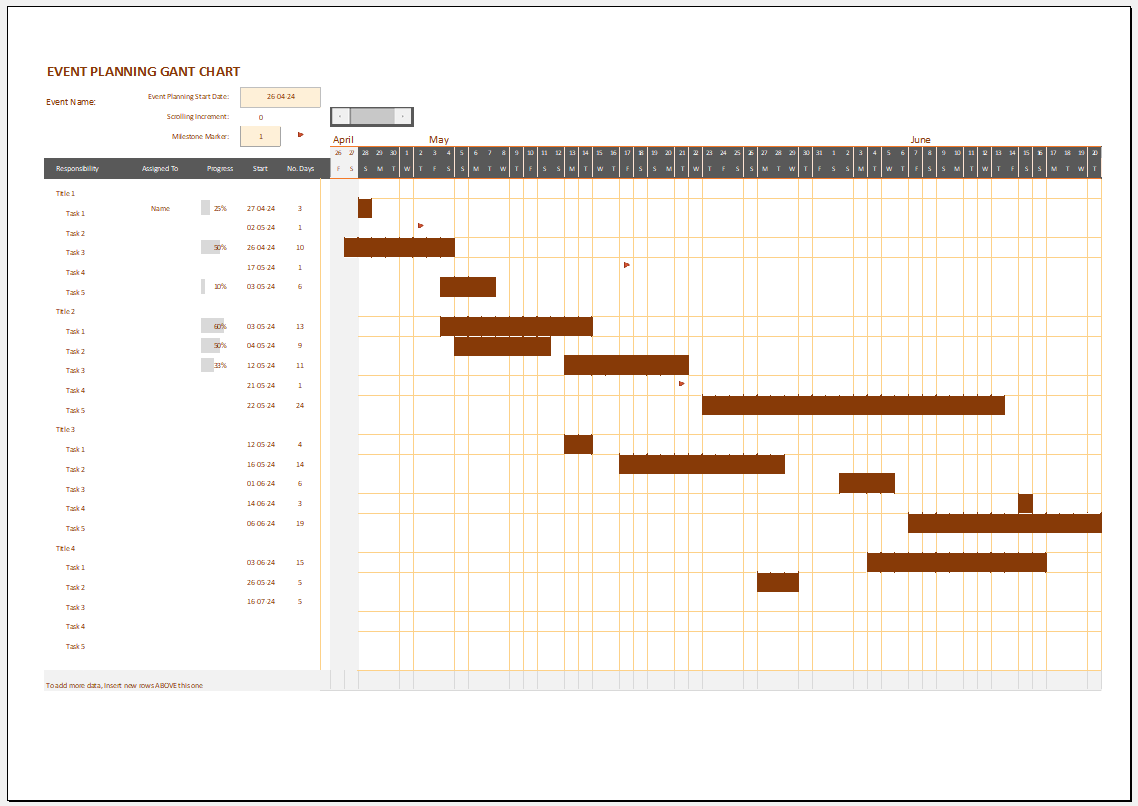 Event Planning Gantt Chart Template for Excel | Download