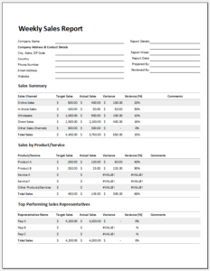 Weekly Sales Report Template for Excel | Excel Templates