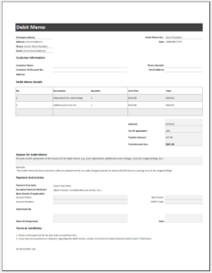 Debit Memo Template for Excel | Excel Templates