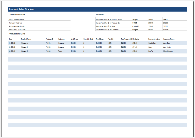 Product Sales Tracker Template for Excel | Excel Templates